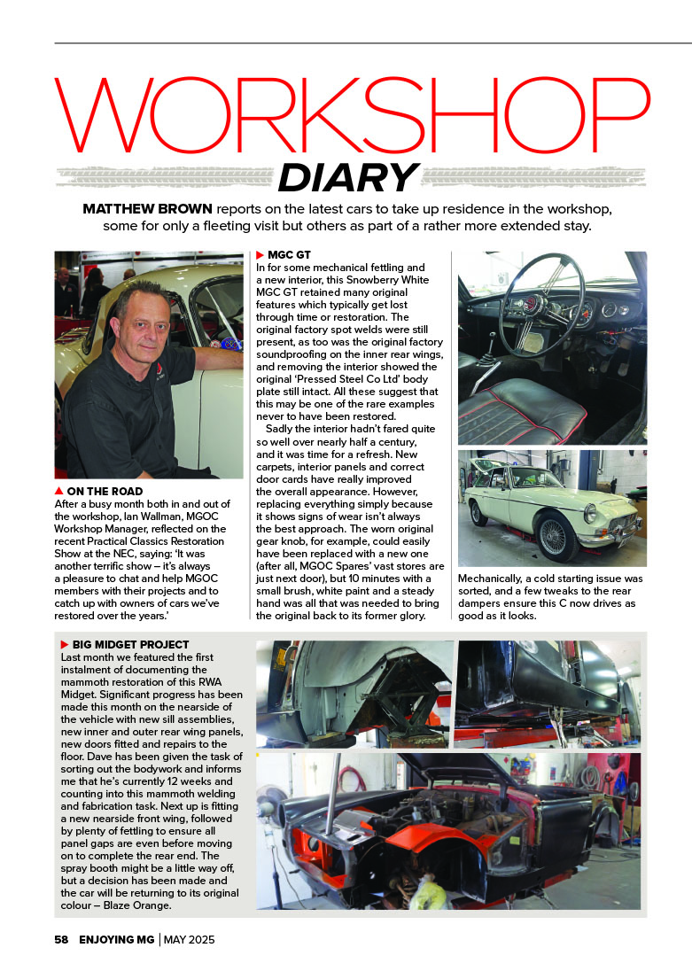 MGOC WORKSHOP MAY 2025 | The MG Owners' Club